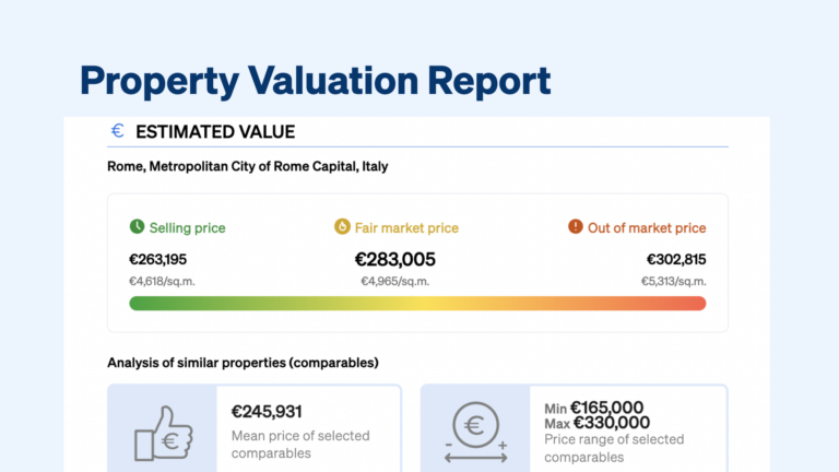 Property Valuation report: what you can create with CASAFARI